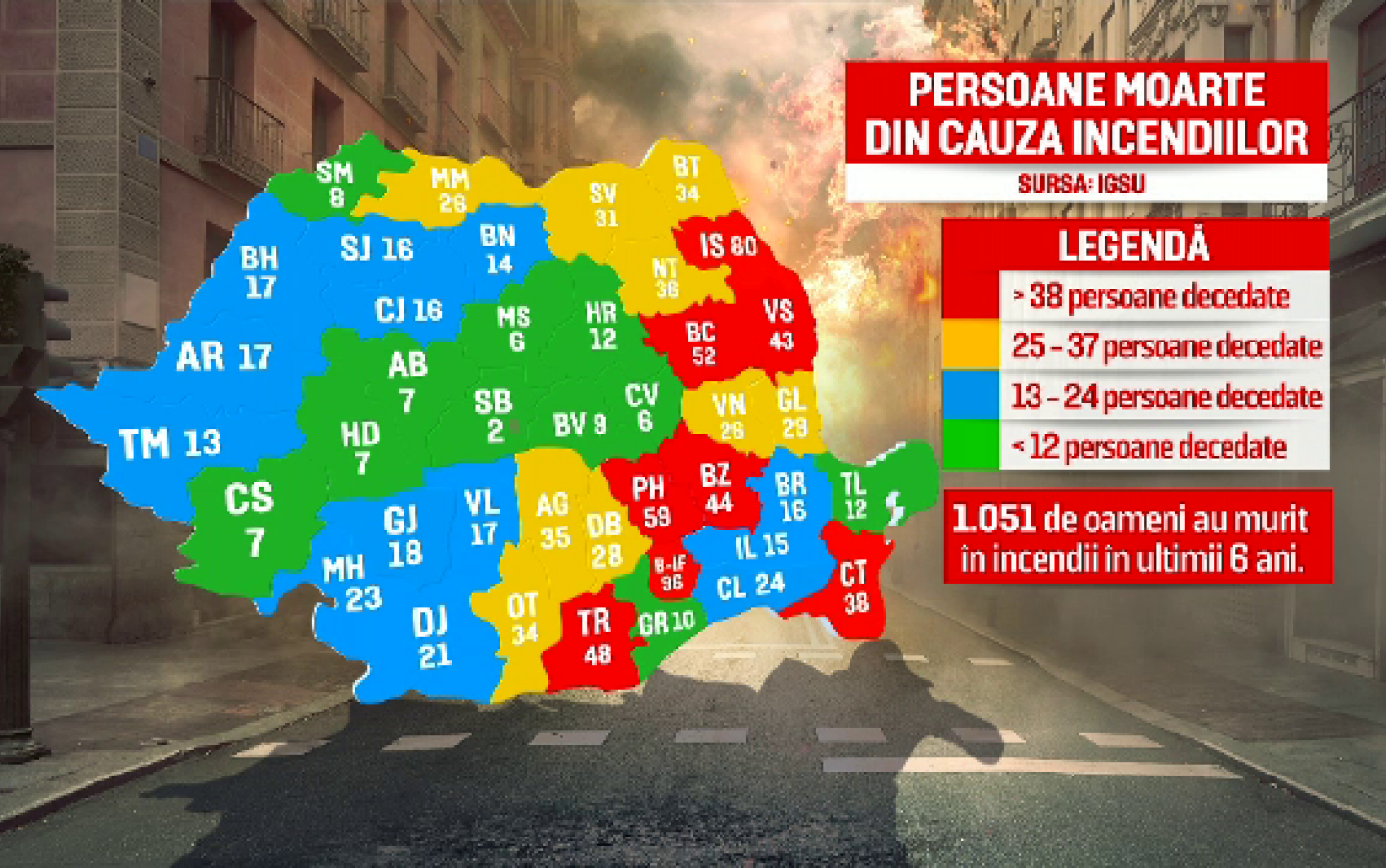 1.051 de oameni morți în flăcări, în 6 ani. HARTA incendiilor de ...