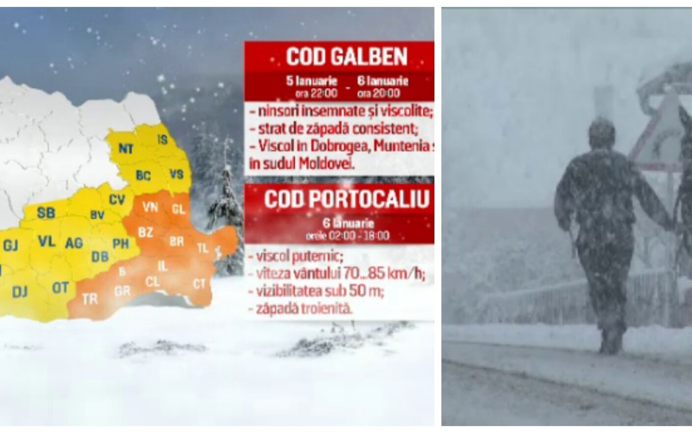 Urmeaza trei zile de iarna crancena. Cod portocaliu si galben de viscol ...