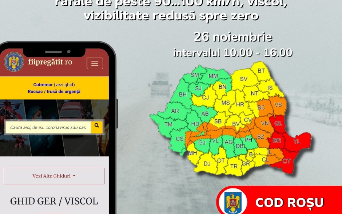 Cod roșu de vreme rea în Dobrogea: Peste 200 de persoane blocate în ...