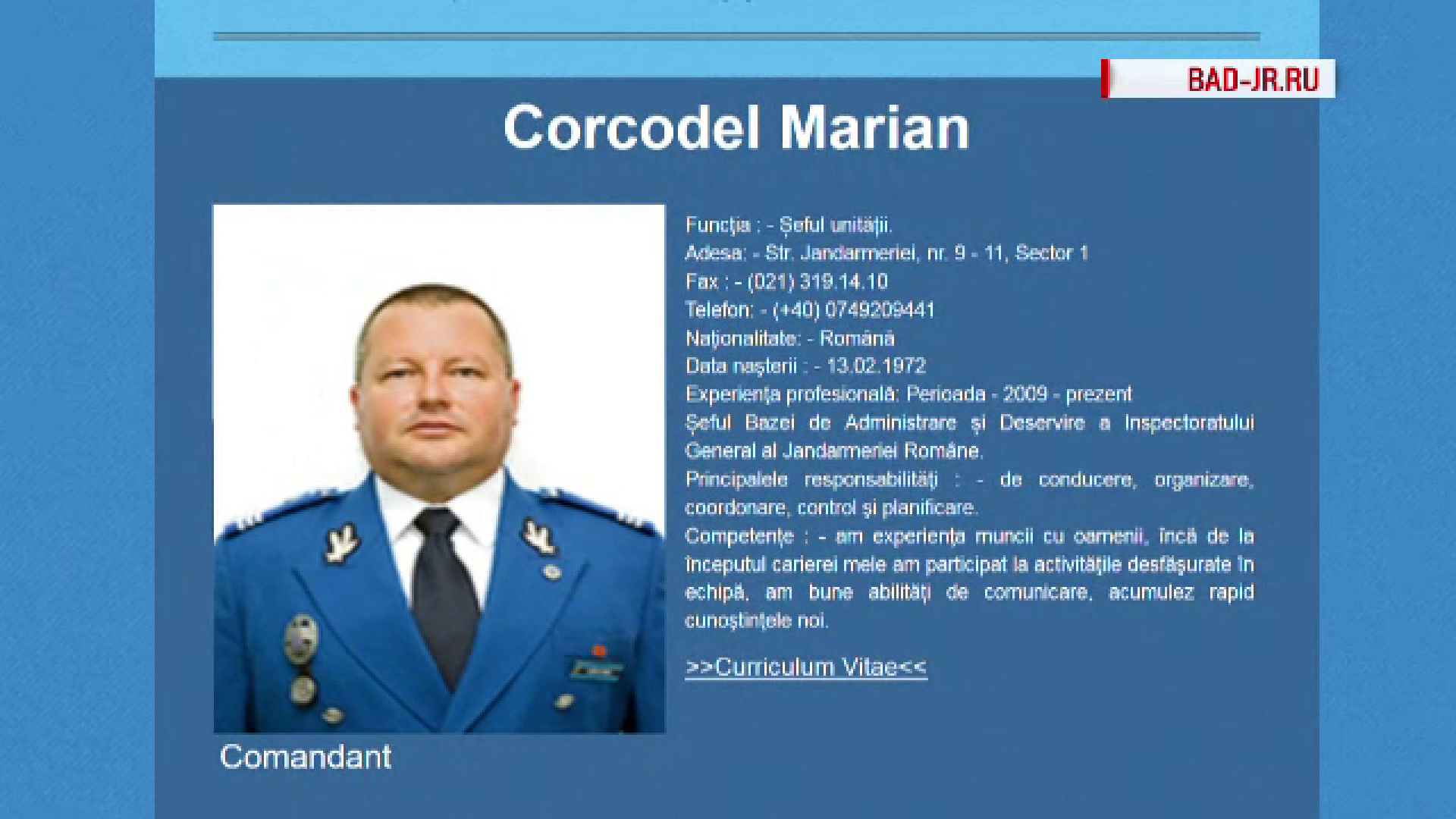 Colonelul Marian Corcodel de la Jandarmerie vrea să i se ridice ...