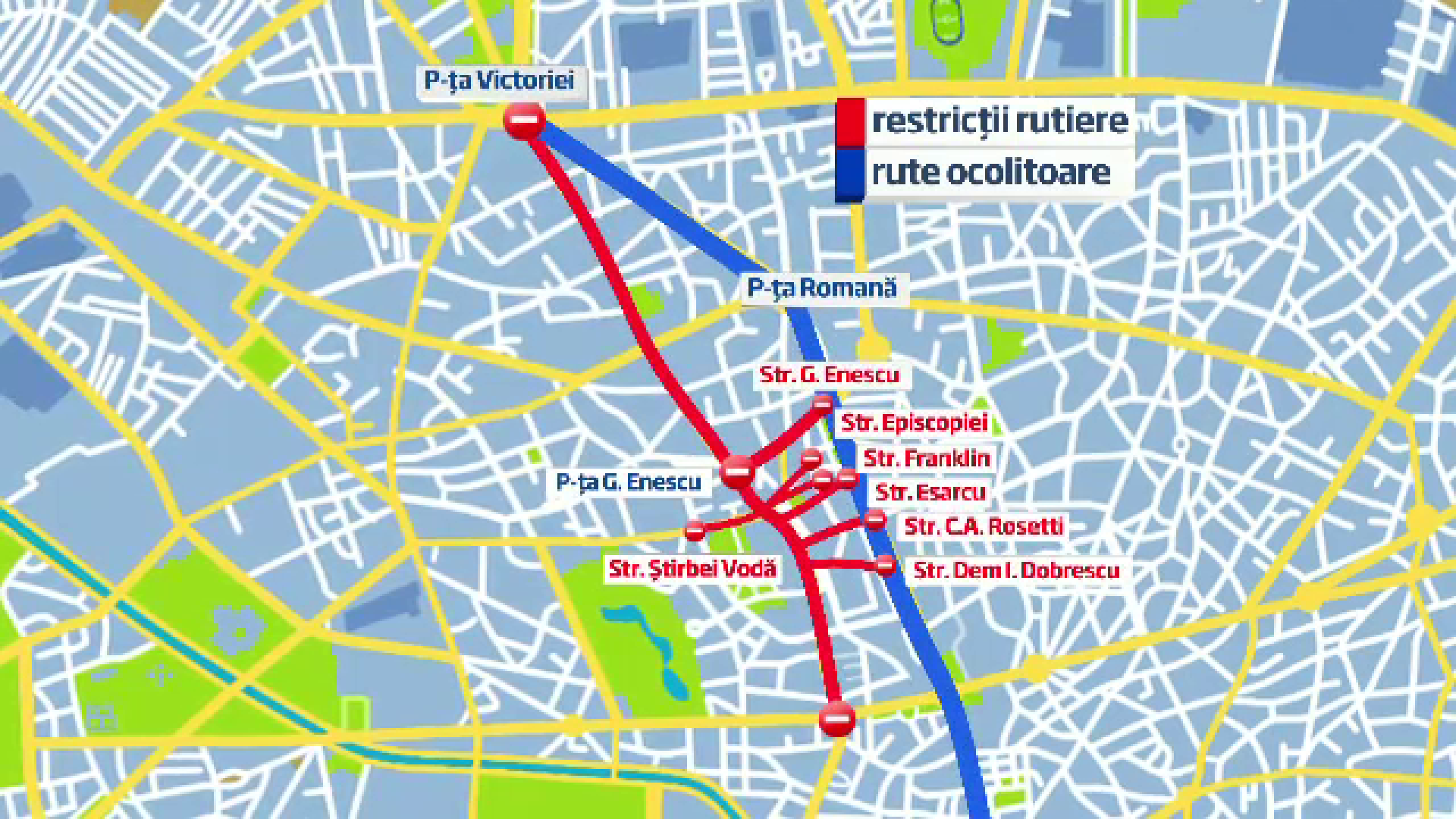 Harta restrictiilor rutiere din Capitala, in noaptea de Revelion ...