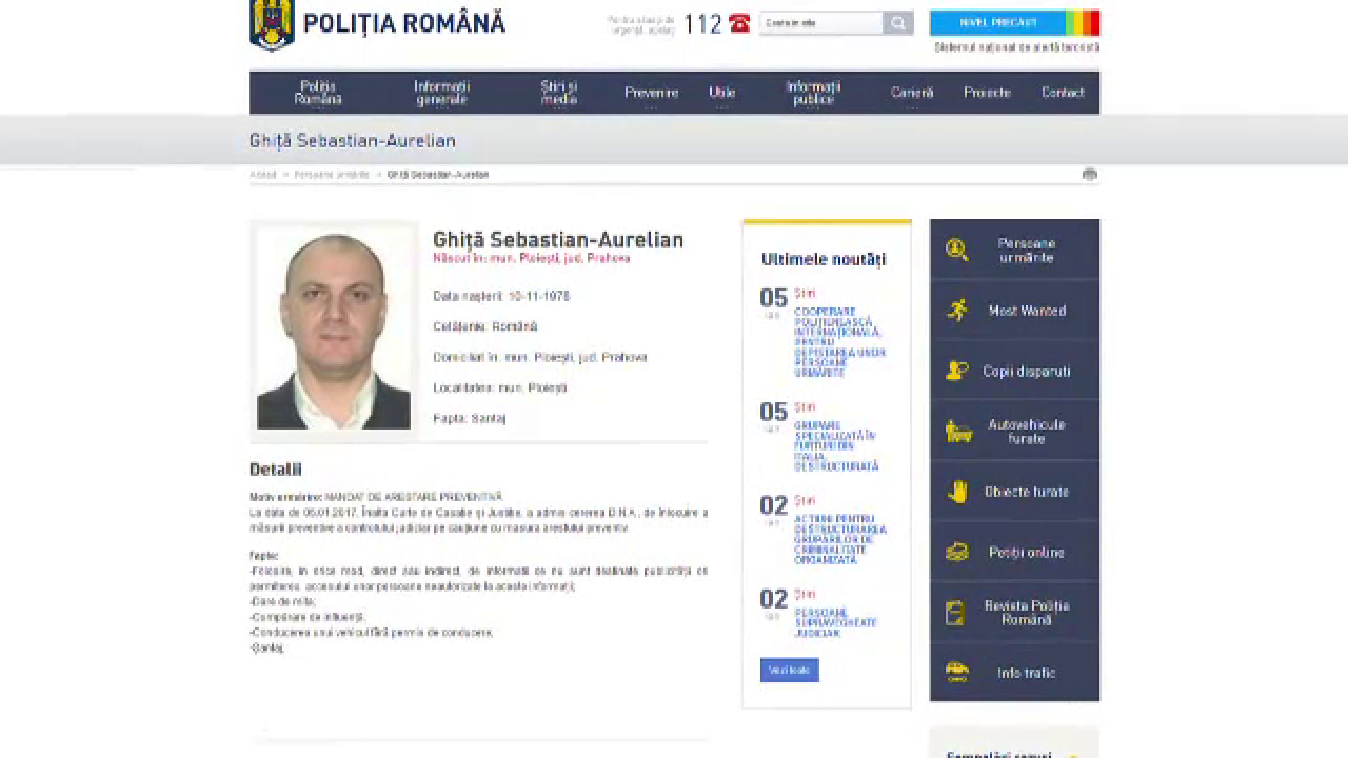 Sebastian Ghita a devenit oficial cel mai cautat roman. Pe numele sau a ...