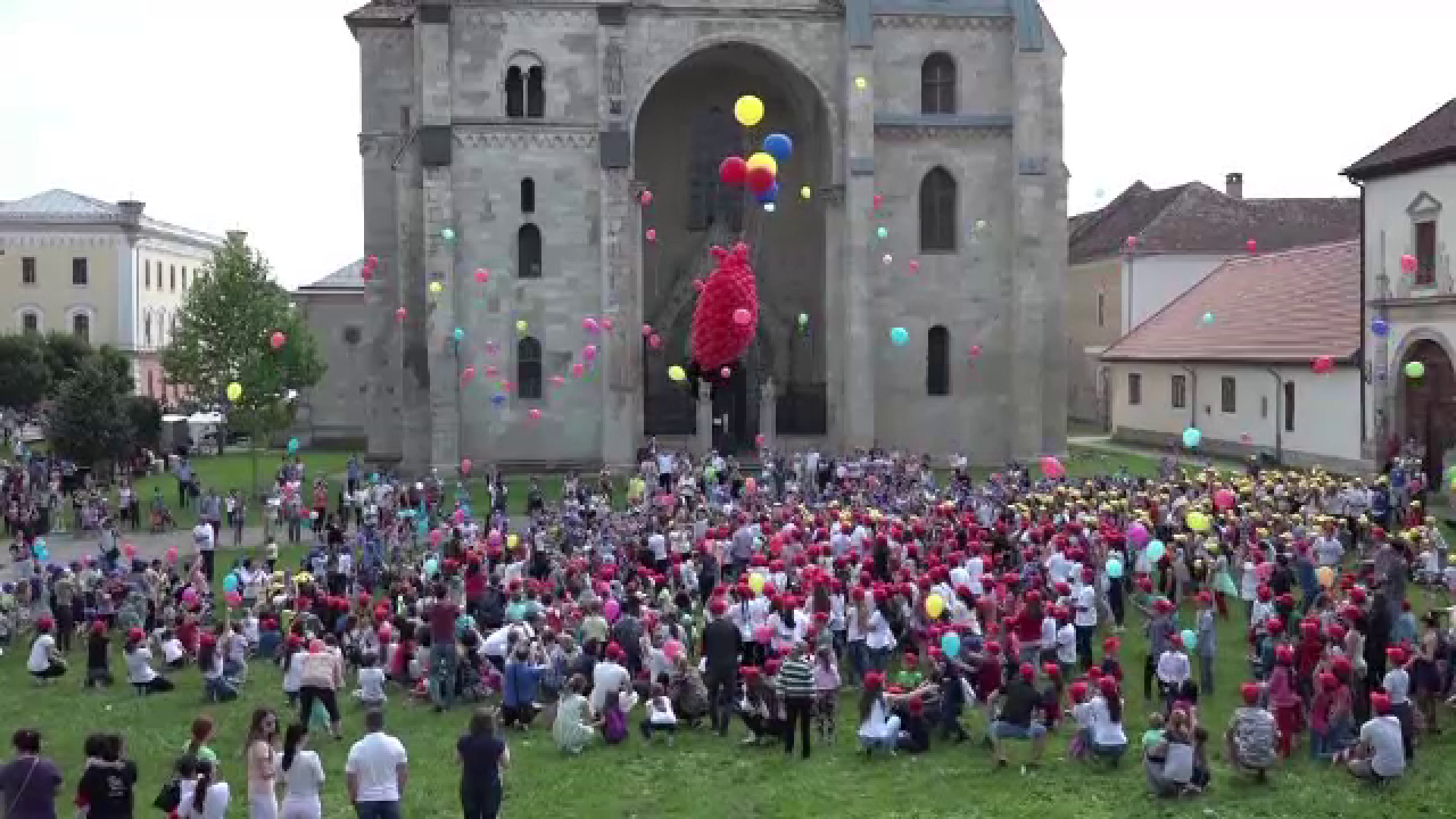 In Cetatea Alba Carolina, copiii au format cel mai mare tricolor uman ...